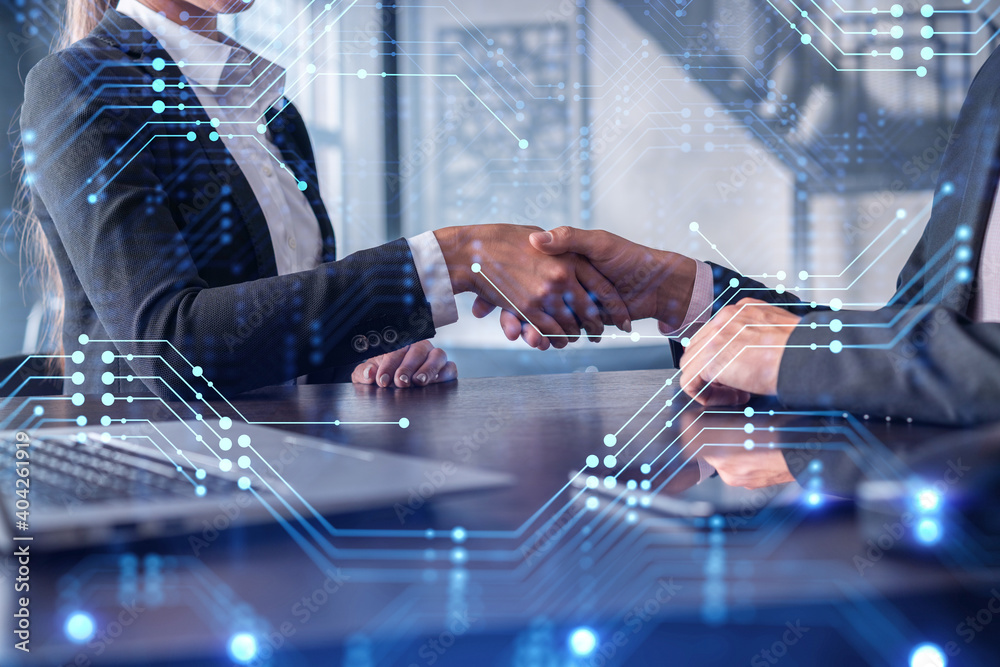 Handshake of two businesspeople as agreement concept to develop a new ...