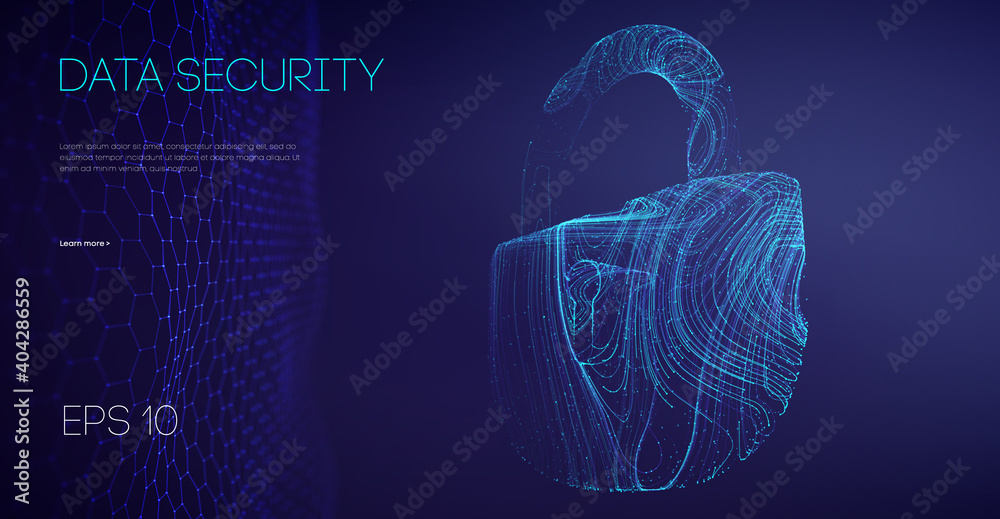 Network security protection lock. Information technology cyber security ...