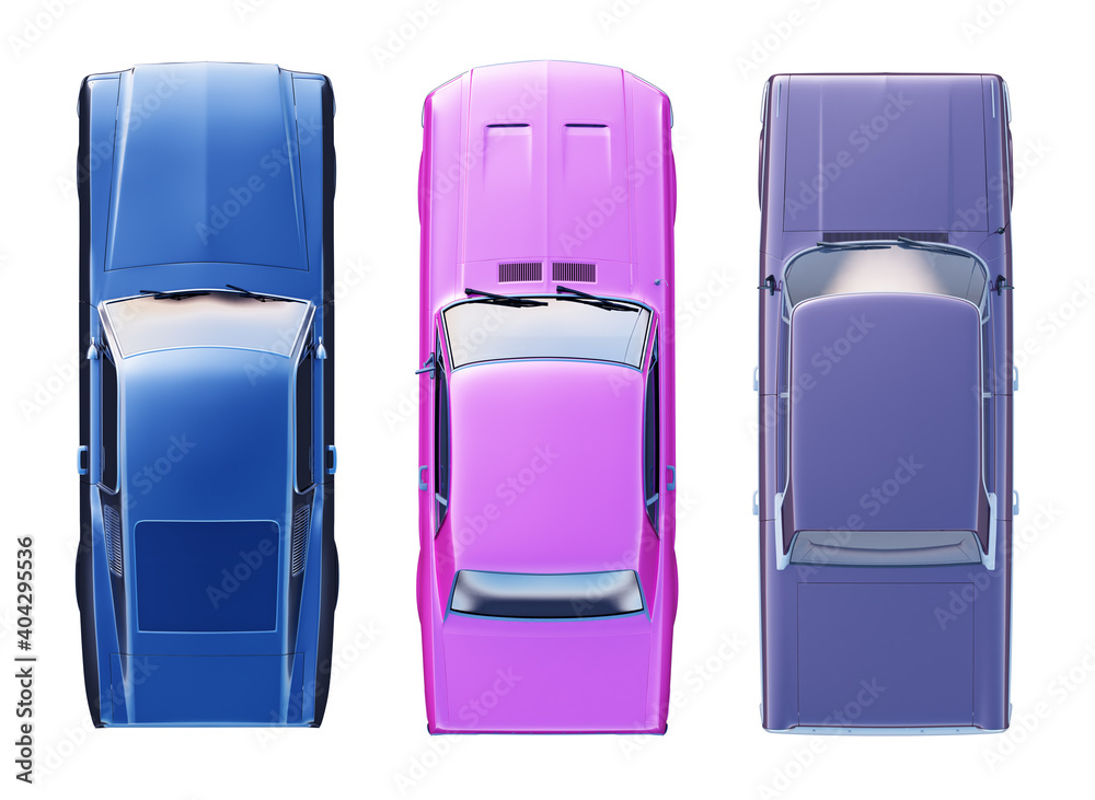 retro cars top view isolated on white Stock Illustration | Adobe Stock