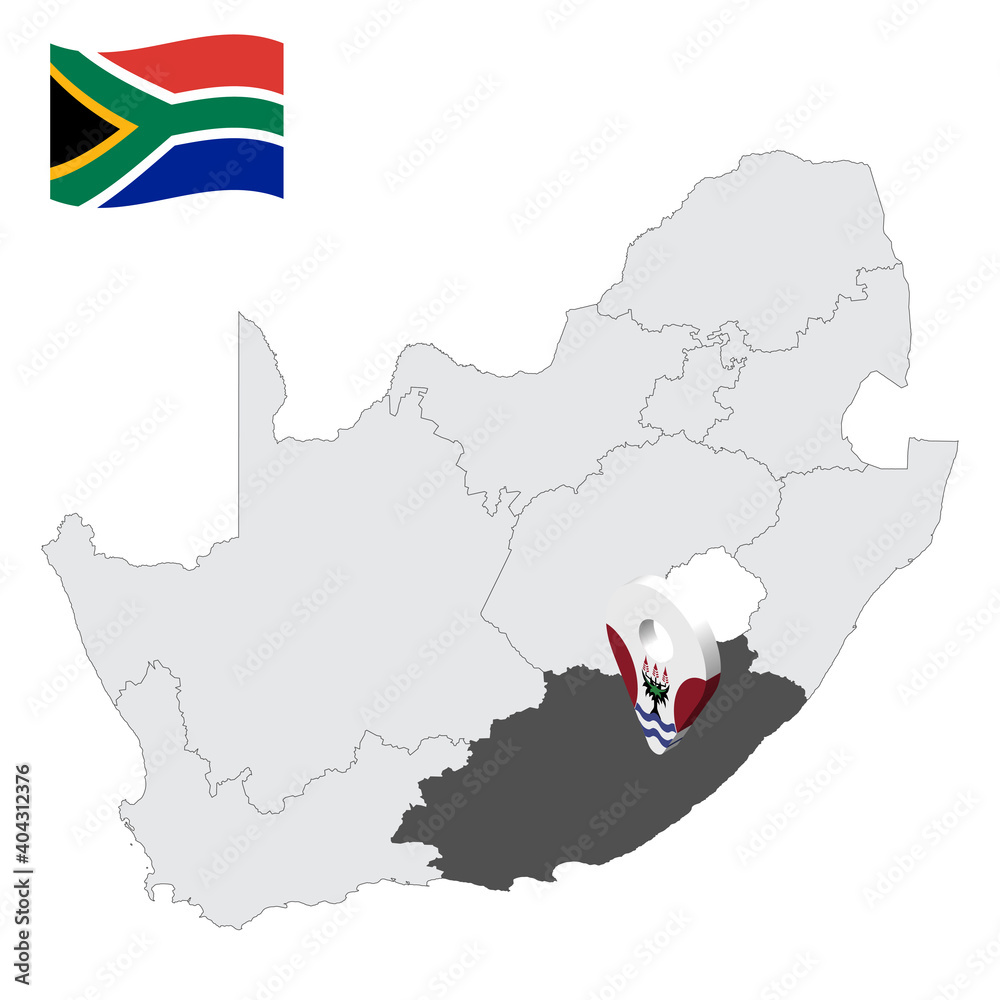 Location Eastern Cape on map South Africa. 3d location sign similar to ...