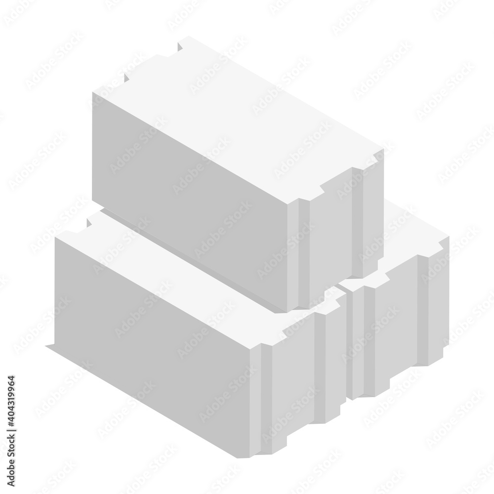 Isometric vector illustration pile of concrete blocks isolated on white ...