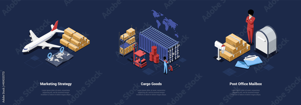 Post Delivery Conceptual Vector Illustration Of Three Separate ...