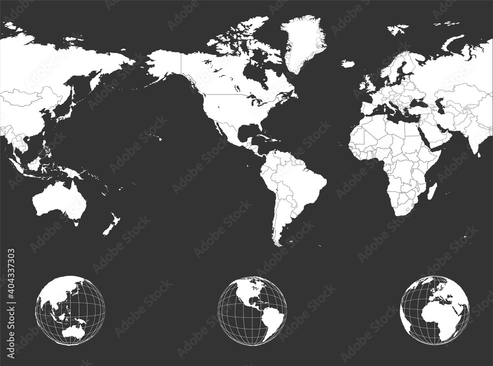 World map vector. World map centered on america continent. Stock Vector ...