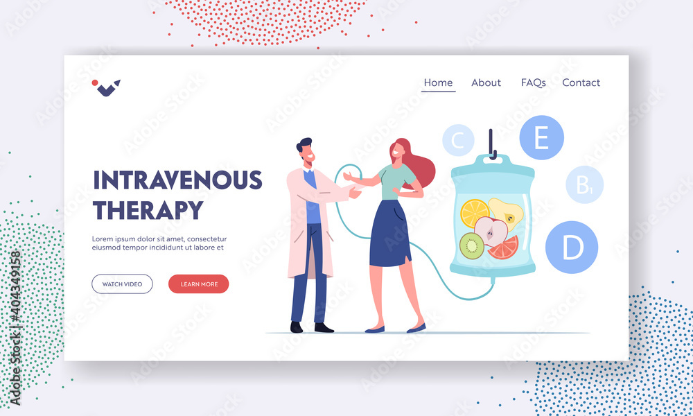 Vitamins Drip, Iv Therapy Landing Page Template. Female Character ...