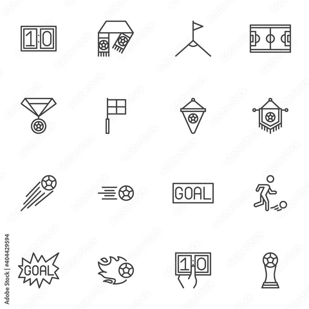 Soccer sport line icons set, outline vector symbol collection, linear ...