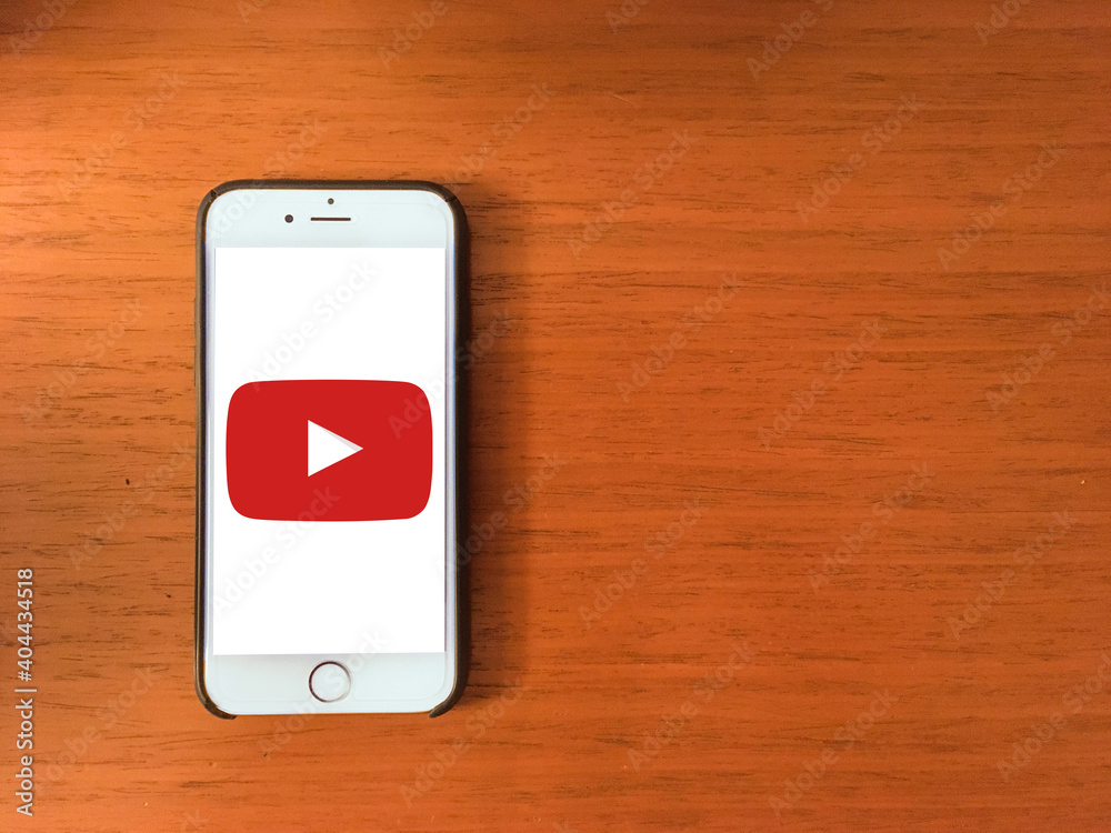 youtube logo on mobile phone screen Stock Photo | Adobe Stock