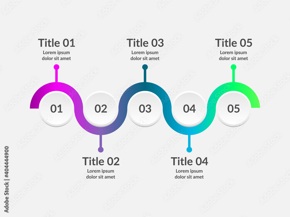 Timeline infographic with 5 options. Five steps business concept. Chart ...