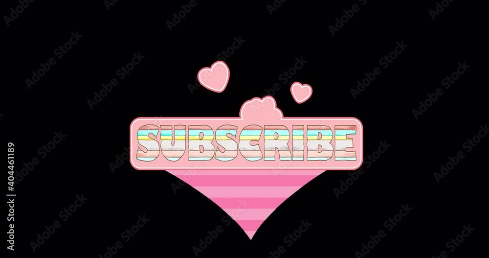 Vidéo Stock An animated cute pink plate with the inscription SUBSCRIBE ...