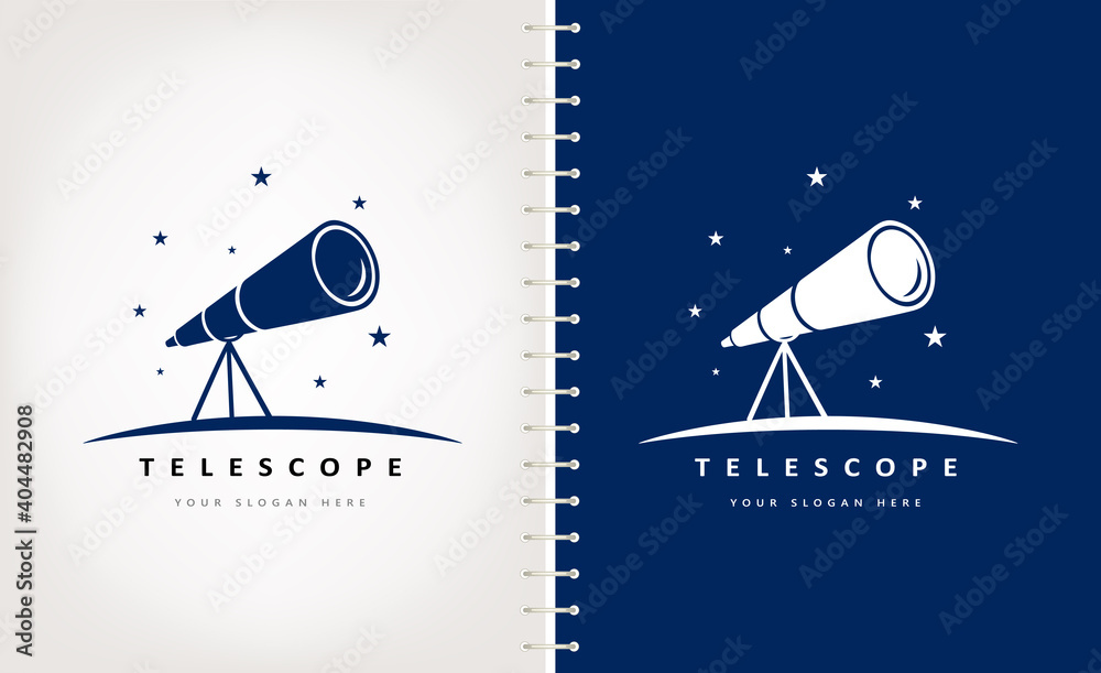 Telescope, night sky and stars logo vector. Astronomy design. Stock ...