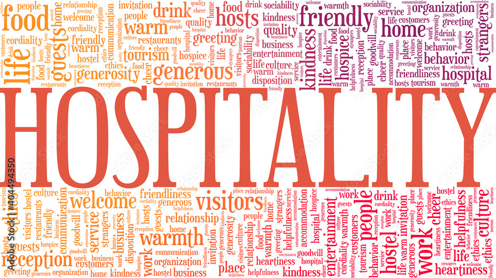 Hospitality vector illustration word cloud isolated on a white ...