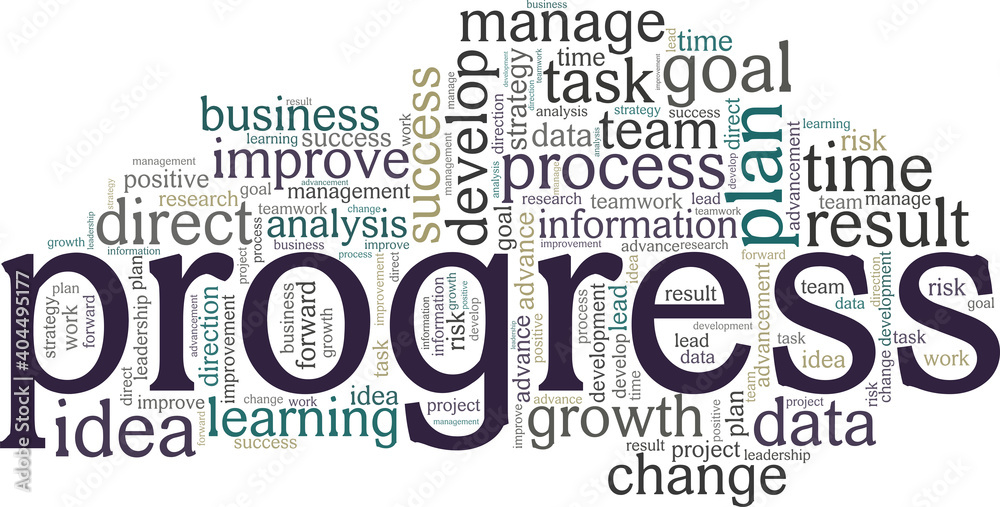 Progress vector illustrated word cloud isolated on a white background ...