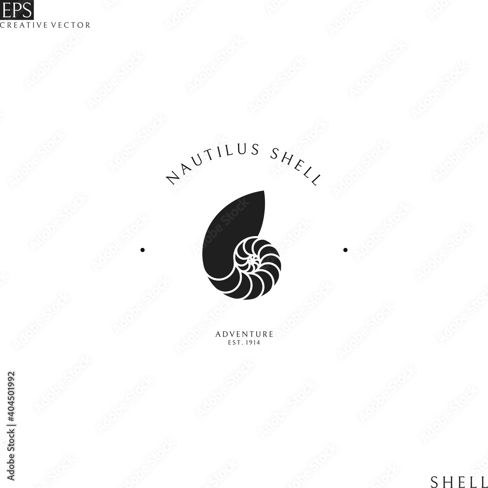 Nautilus shell. Isolated logo on white background Stock Vector | Adobe ...