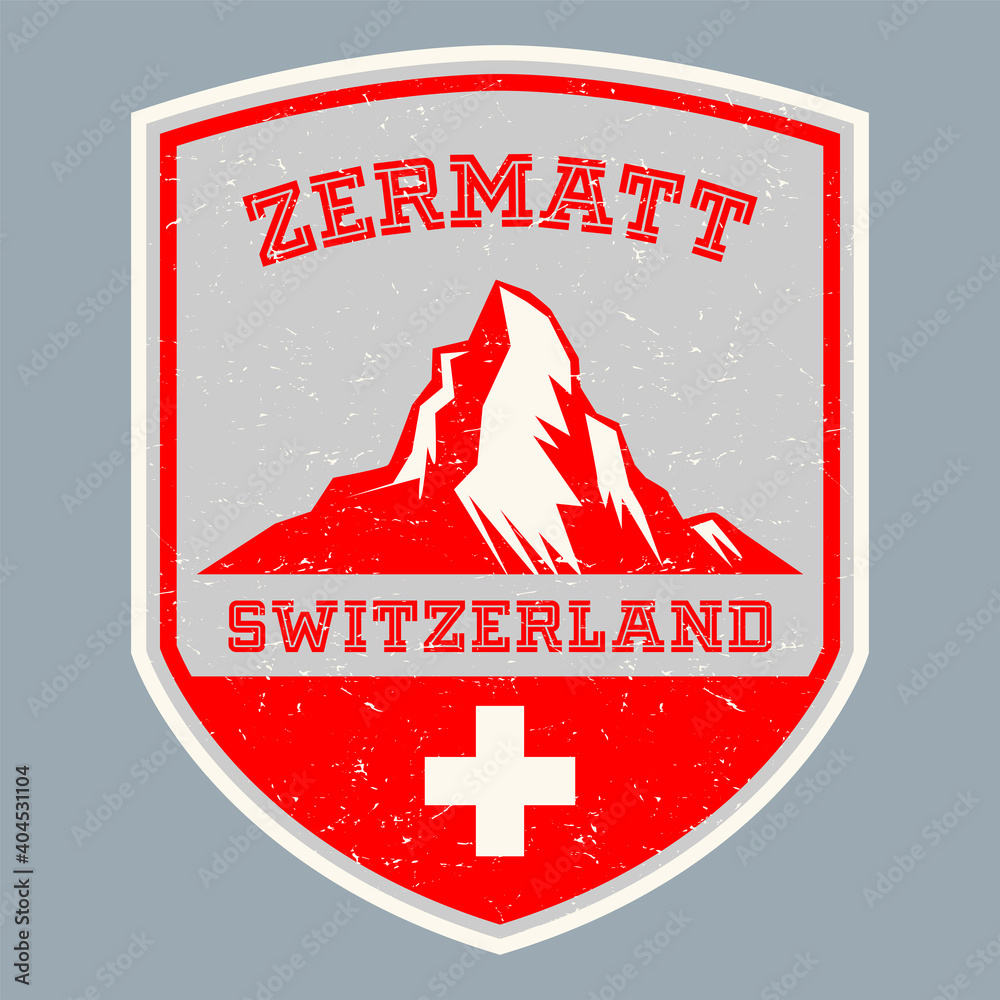 Zermatt, Swiss Alps. Emblem or label of Alps with Matterhorn Stock ...