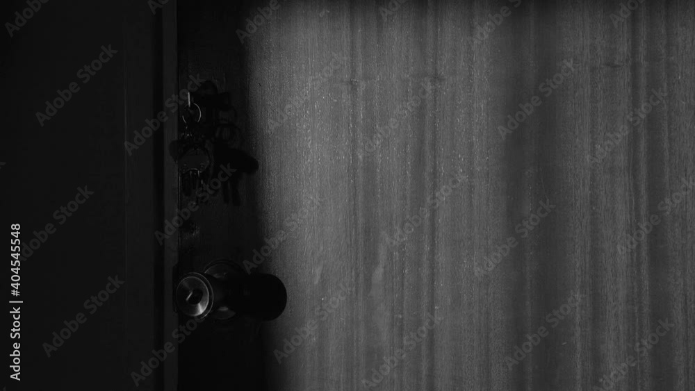 Wideo Stock: Scary shadow of a hand on the door. Silhouette of a thief ...