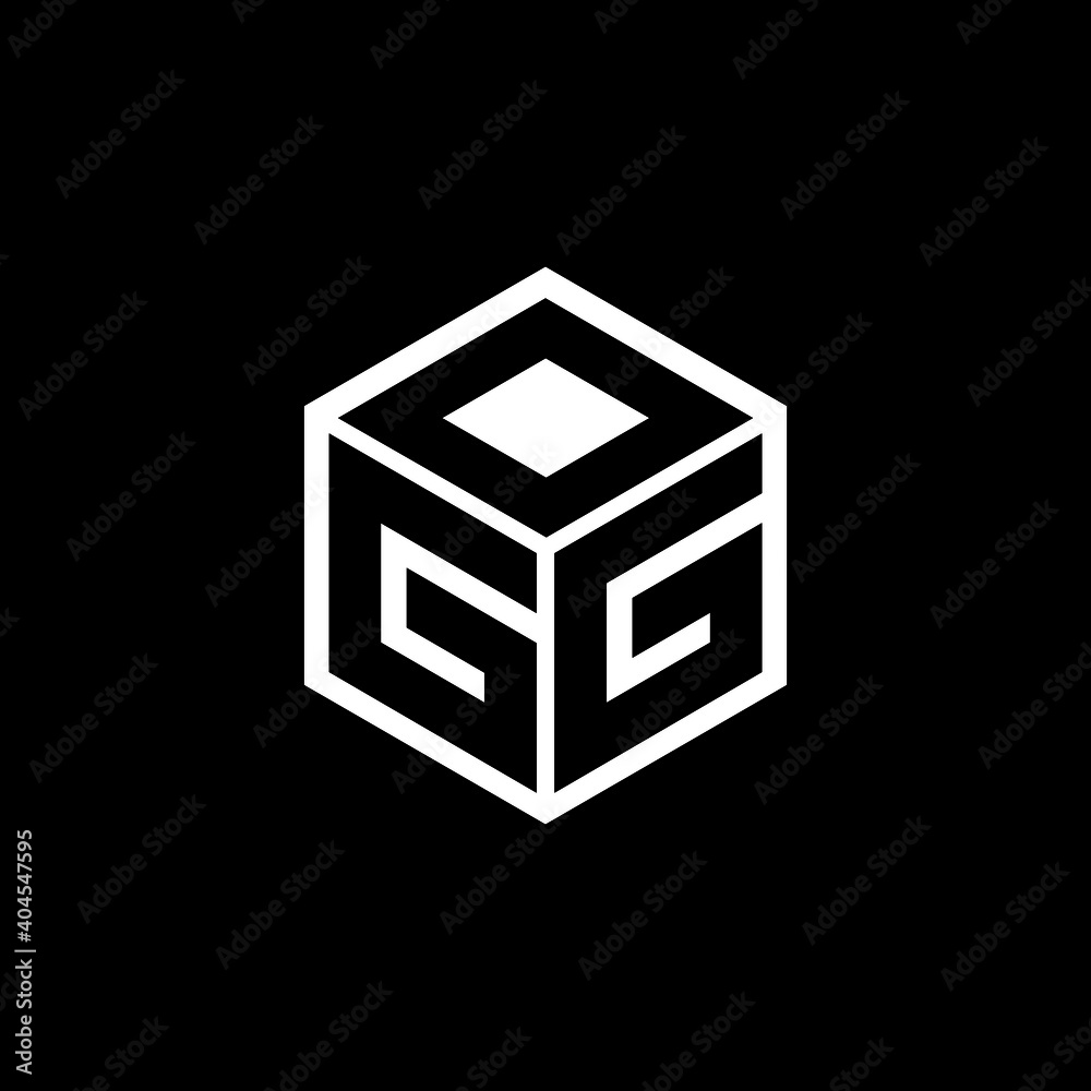 GGO letter logo design with black background in illustrator, cube logo ...