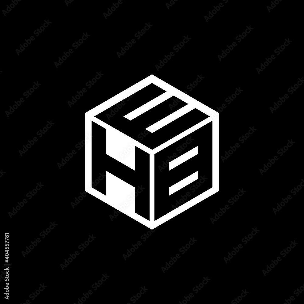 HBE letter logo design with black background in illustrator, cube logo ...
