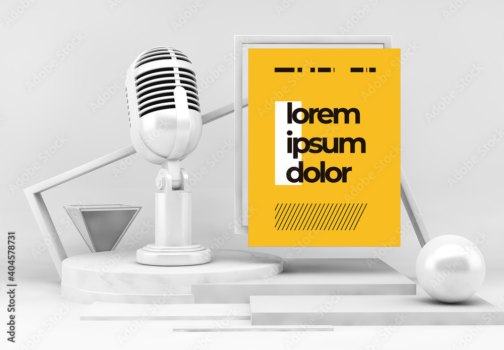 Podcast Concept on a Podium Mockup Stock Template | Adobe Stock