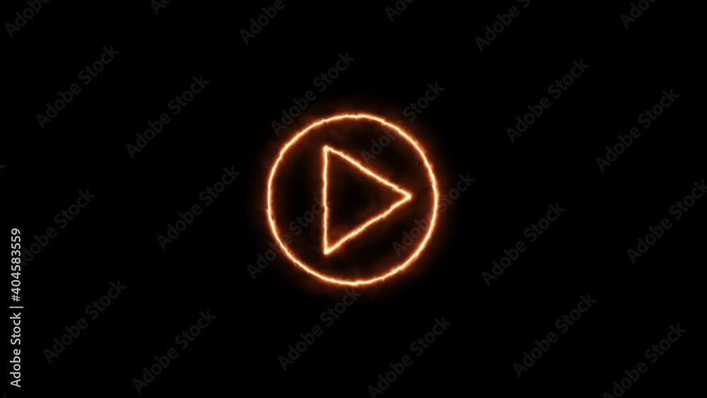 Fire burning play button on blackbackground Stock ビデオ | Adobe Stock