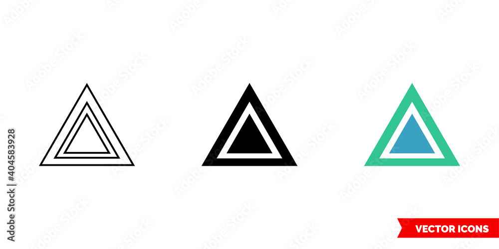 Triangle in triangle icon of 3 types color, black and white, outline ...