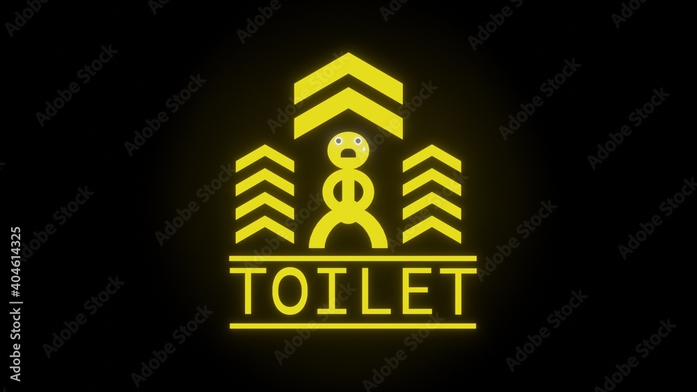 Neon light symbol design on a black wall suitable for warning label for ...