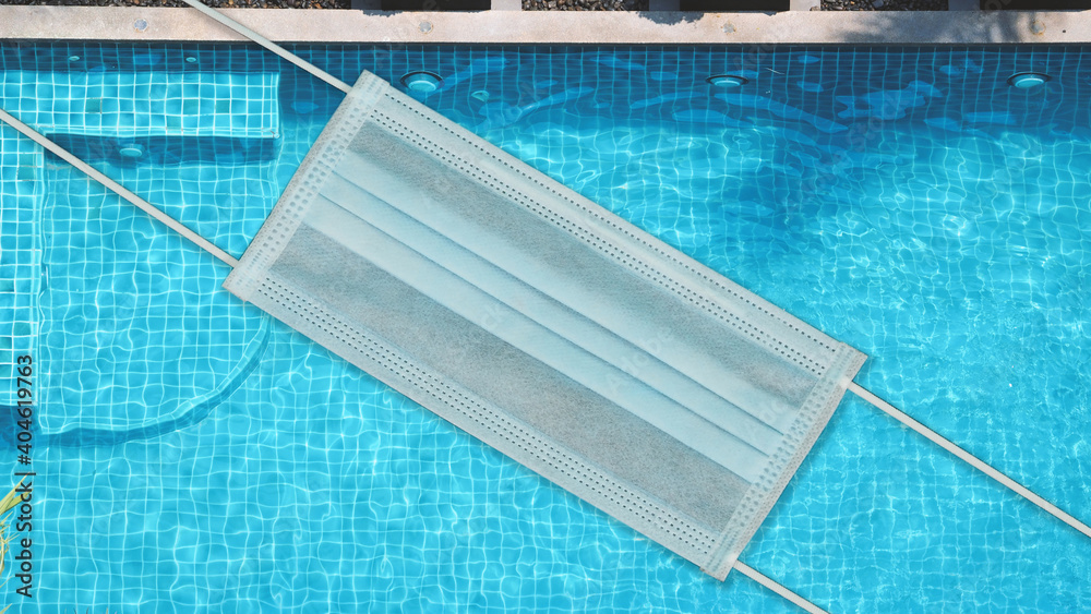 No Entry Concept. Photo manipulation. Mask and pool. No swimming during ...