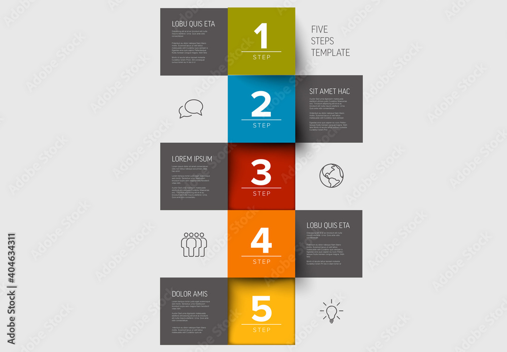5 Steps Schema Layout with Icons Stock Template | Adobe Stock
