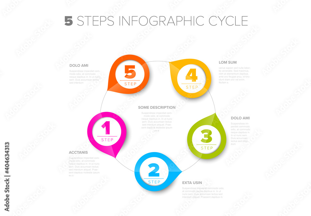 5 Steps Cycle Infographic Stock Template | Adobe Stock