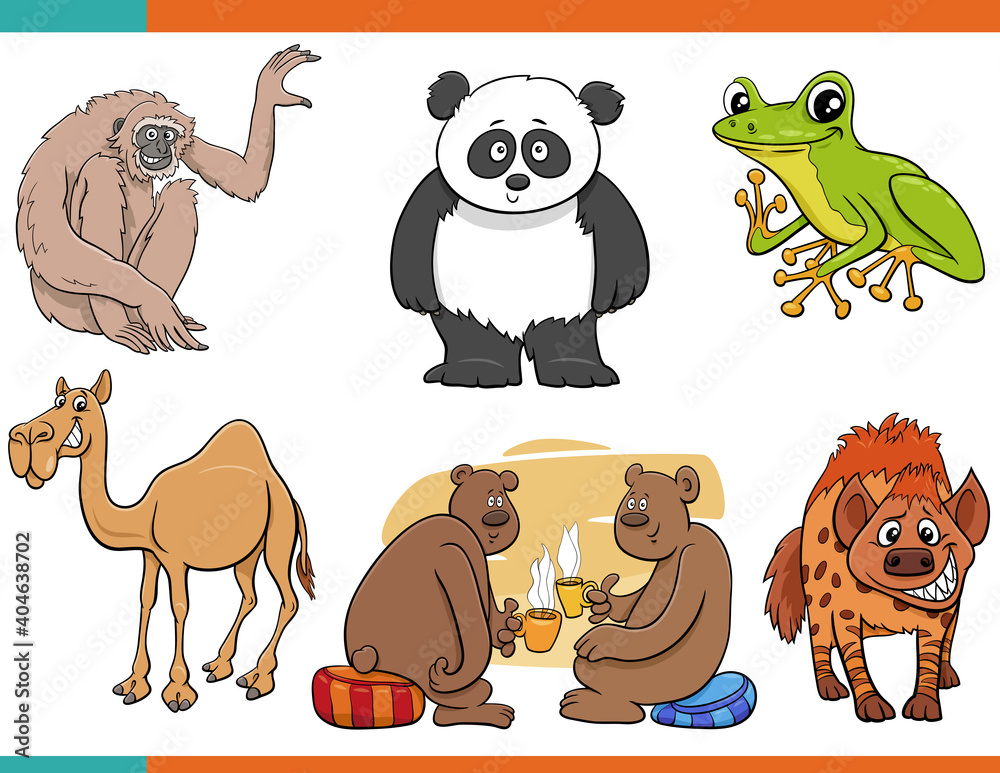 cartoon funny animal comic characters set Stock Vector | Adobe Stock