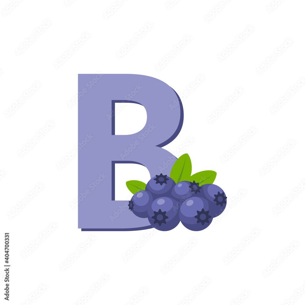 Blueberries, Fruit Alphabet, Clip Art Vector, Illustration for kids ...