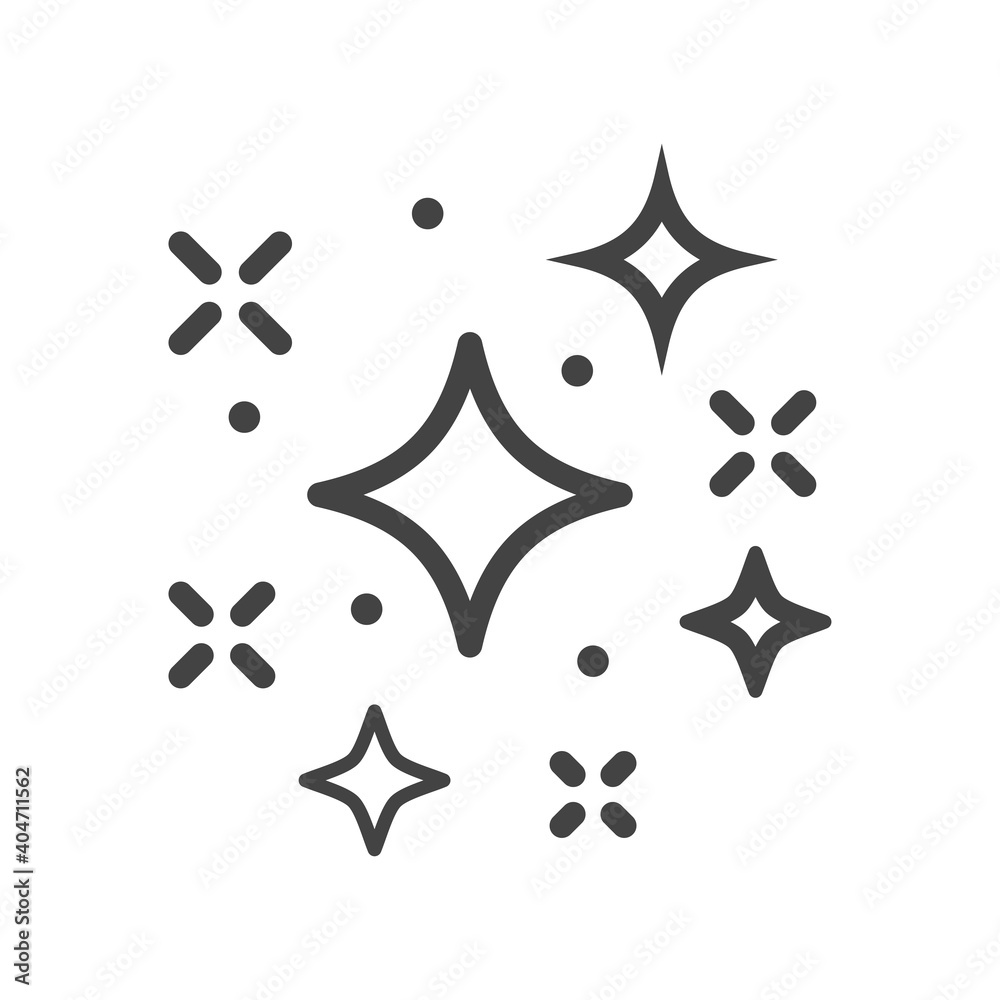 sparkling and twinkling icons in line style vector illustration. Magic ...