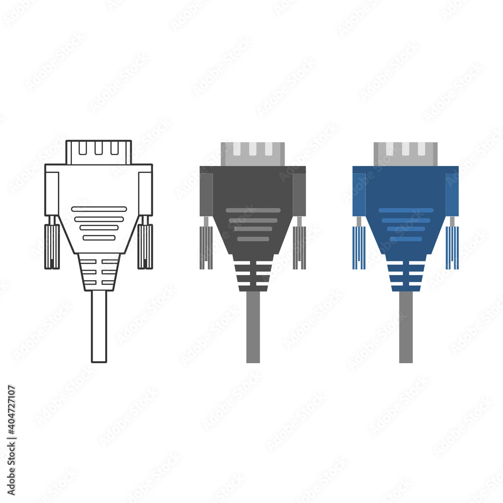 Various electronic wire connectors and inputs, jacks and plugs vector ...