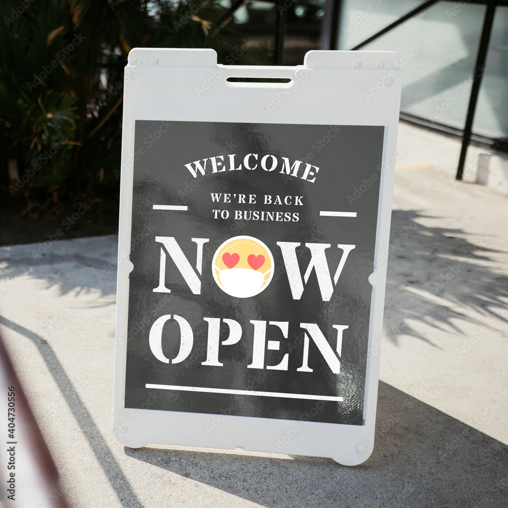 Welcome we are back, now open cafe sign after covid-19 pandemic Stock ...