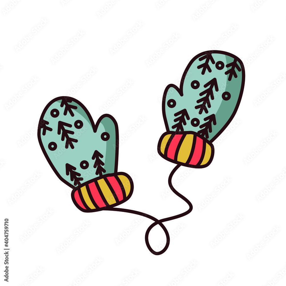 Vector drawing of mittens. Clip art. Sticker. Suitable for printing on ...