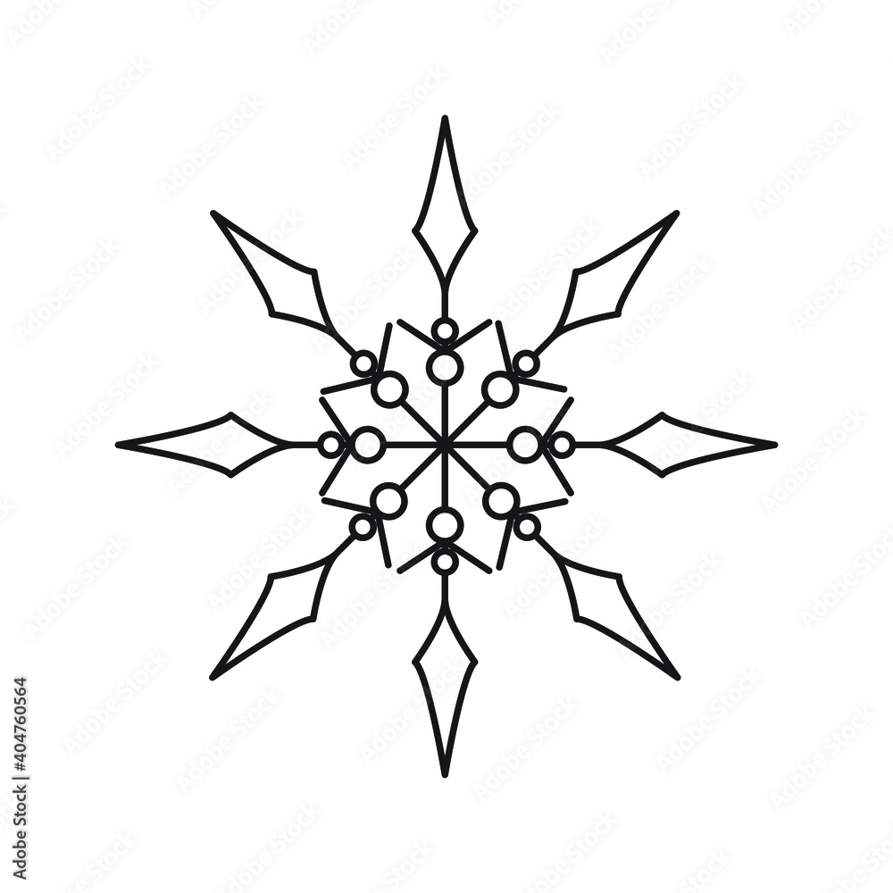Black and white drawing of a snowflake. Clip art. Suitable for ...