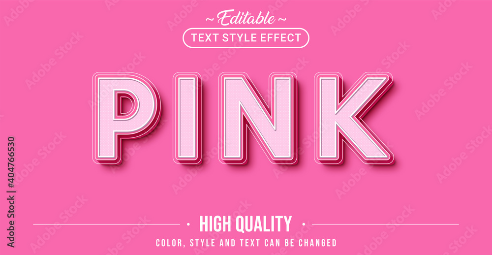 Editable text style effect - Pink text style theme. Stock Vector ...