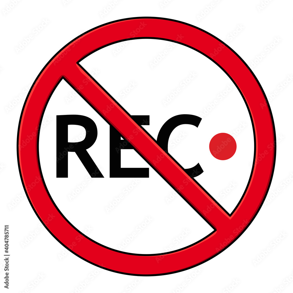 No recording icon. Camera record prohibited sign. Rec video forbidden ...