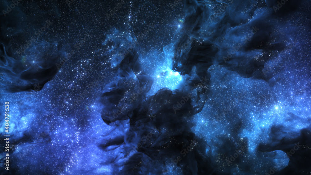 Blue Outer Space Background with Nebula Clouds and Stars. Galaxy ...