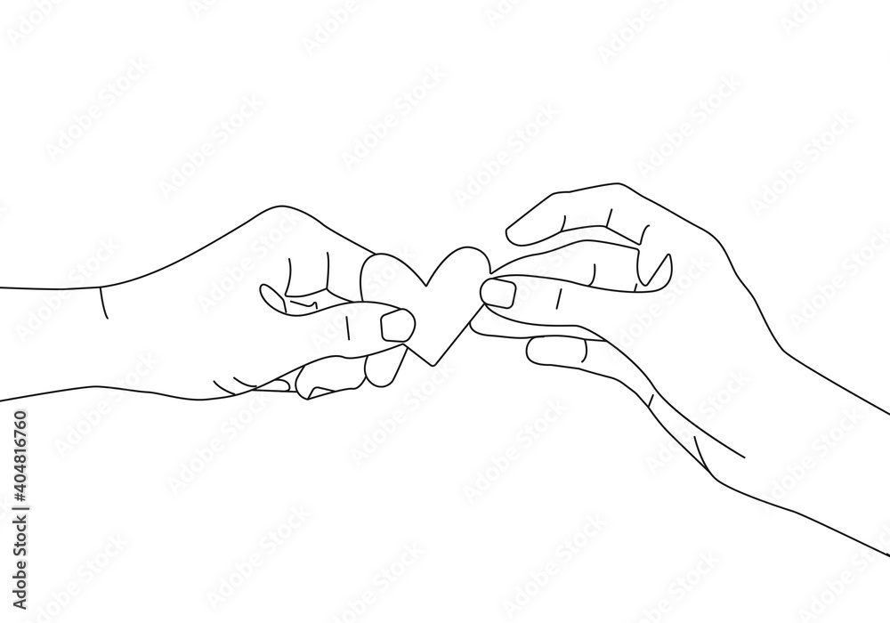 Hands With Heart Continuous Line Drawing Hands Couple Trendy