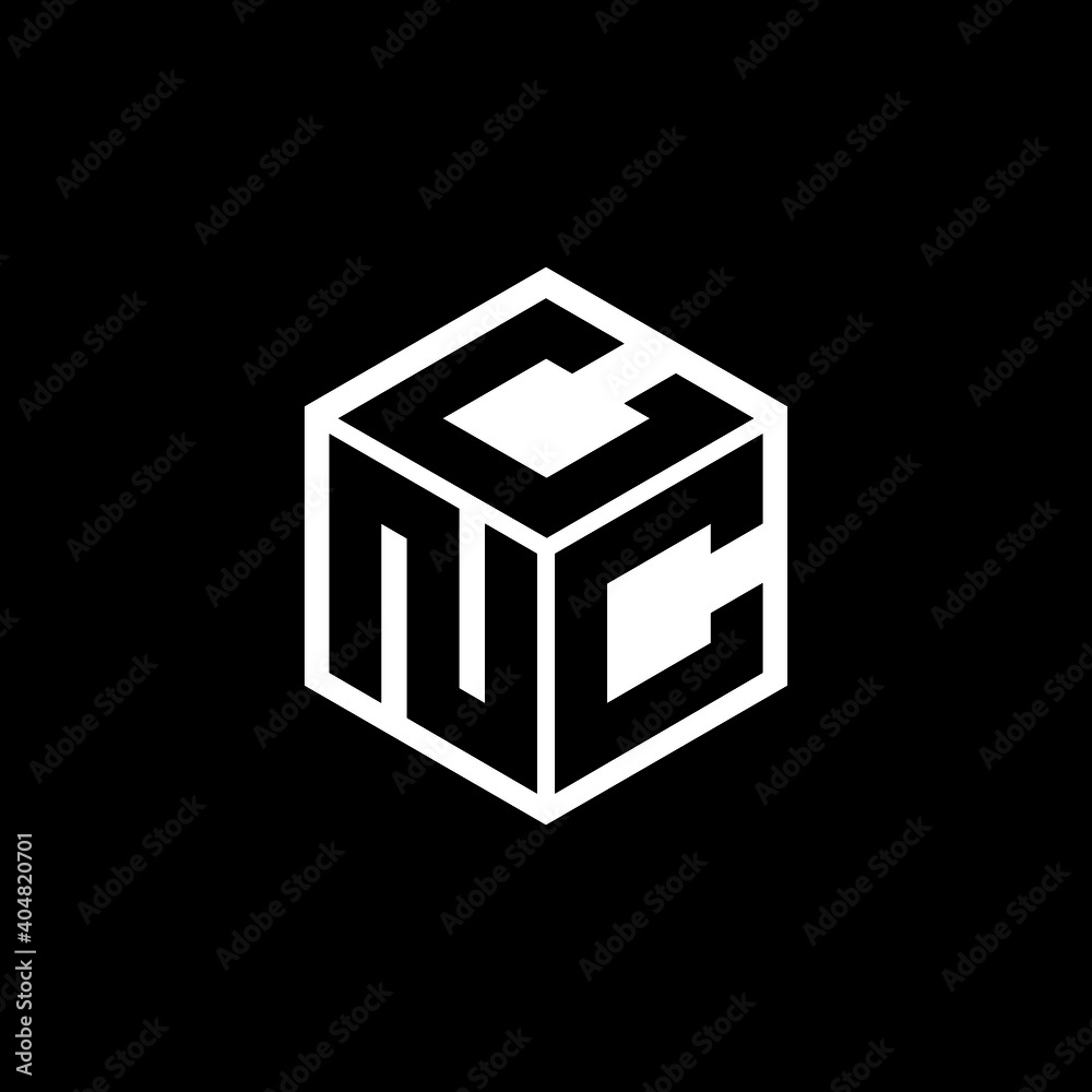Vettoriale Stock NCC letter logo design with black background in ...