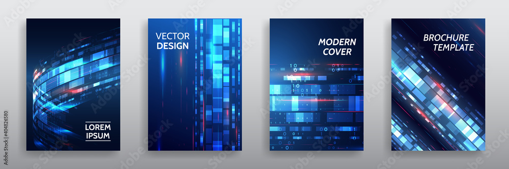 Technology modern brochure templates. Science and innovation hi-tech ...