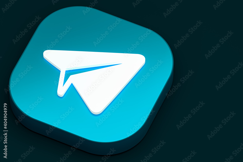telegram minimal logo 3d rendering close up for design background ...
