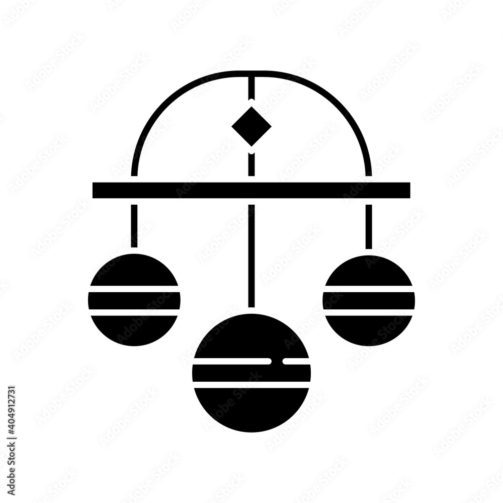 Pawn symbol black glyph icon. Three spheres suspended from bar ...