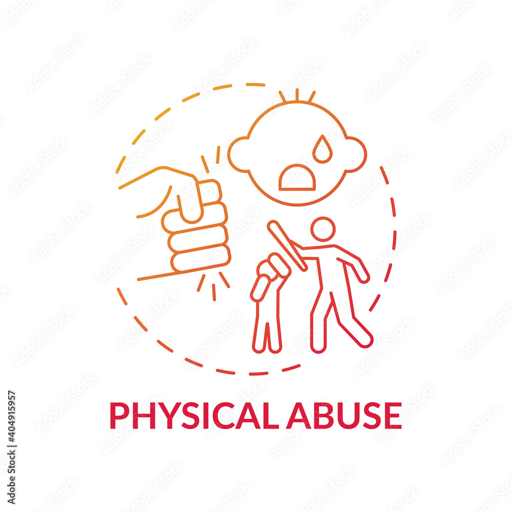 Vecteur Stock Physical abuse red gradient concept icon. Parent hit kid ...