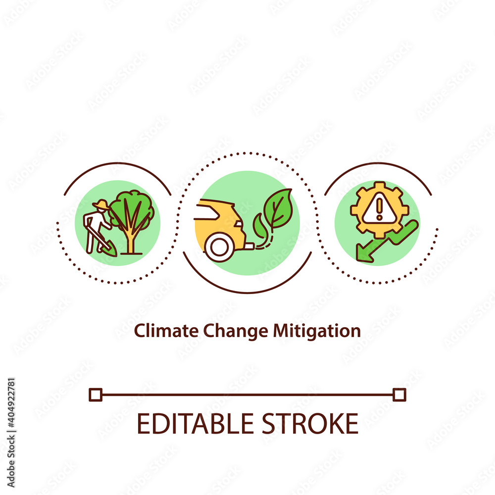 Climate change mitigation concept icon. Battle with global warming idea thin line illustration ...