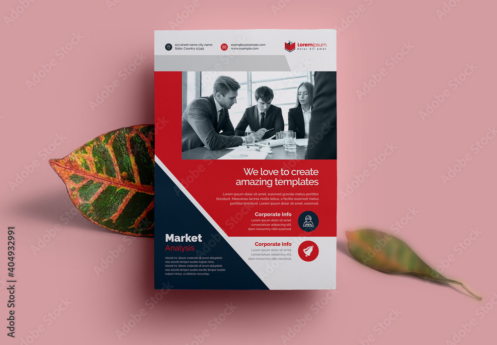 Red Business Flyer Layout Stock Template | Adobe Stock