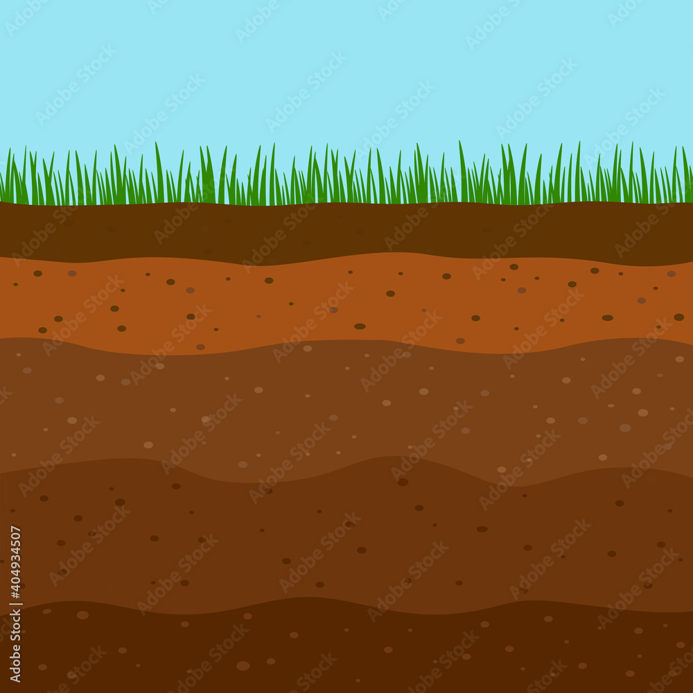 flat soil diagram template composed of different layers and a top layer ...