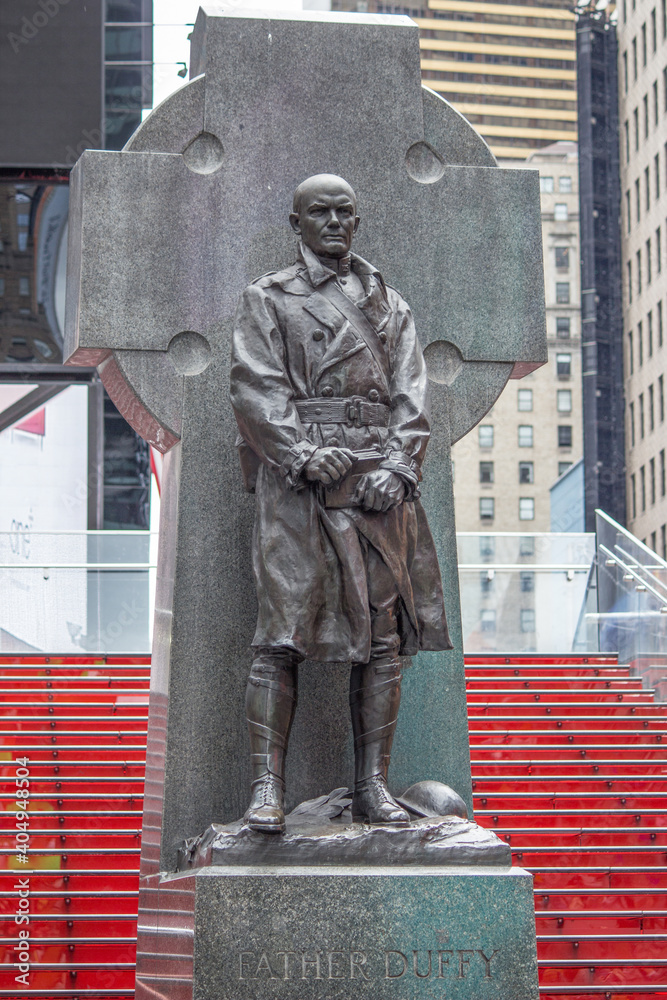 Statue of Father Duffy Times Square Duffy Square New York City Stock ...