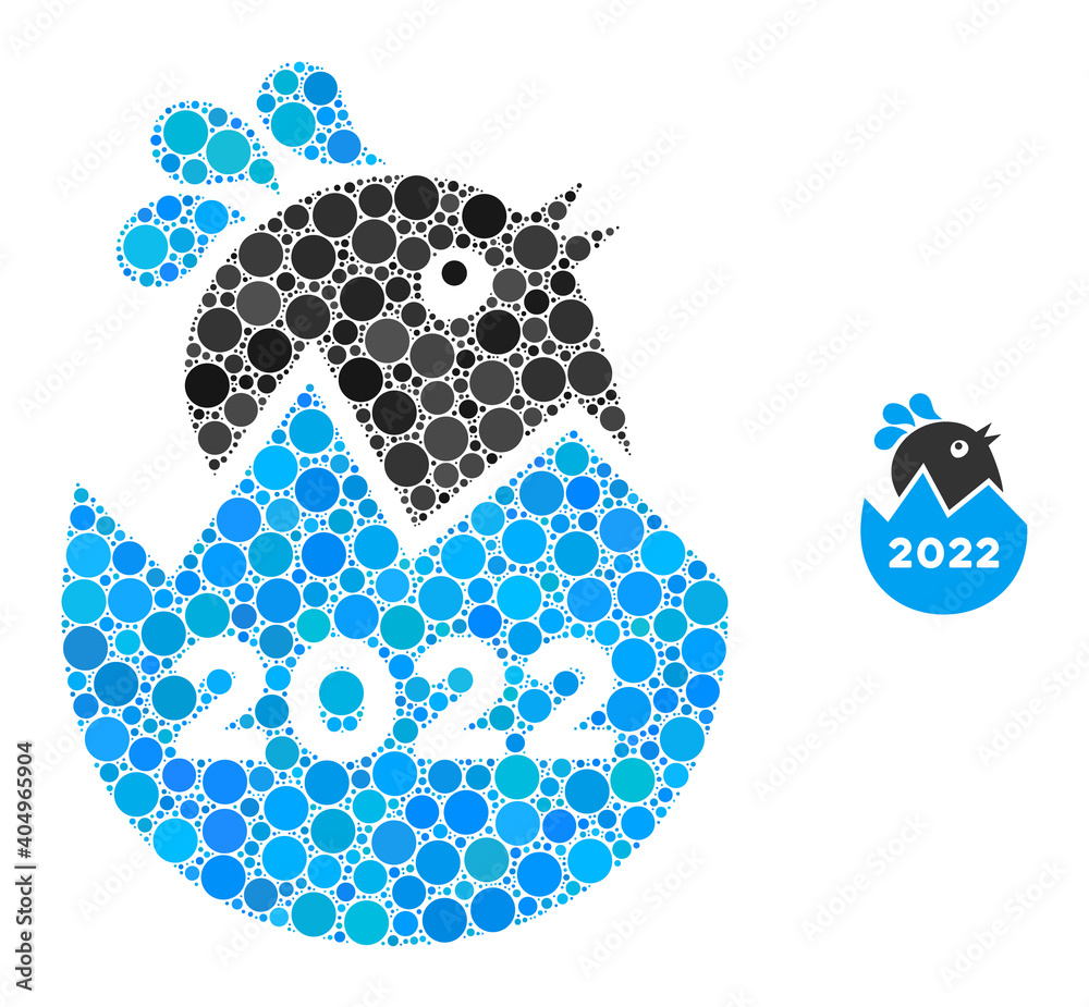 2022 hatch chick composition of round pixels in variable sizes and ...