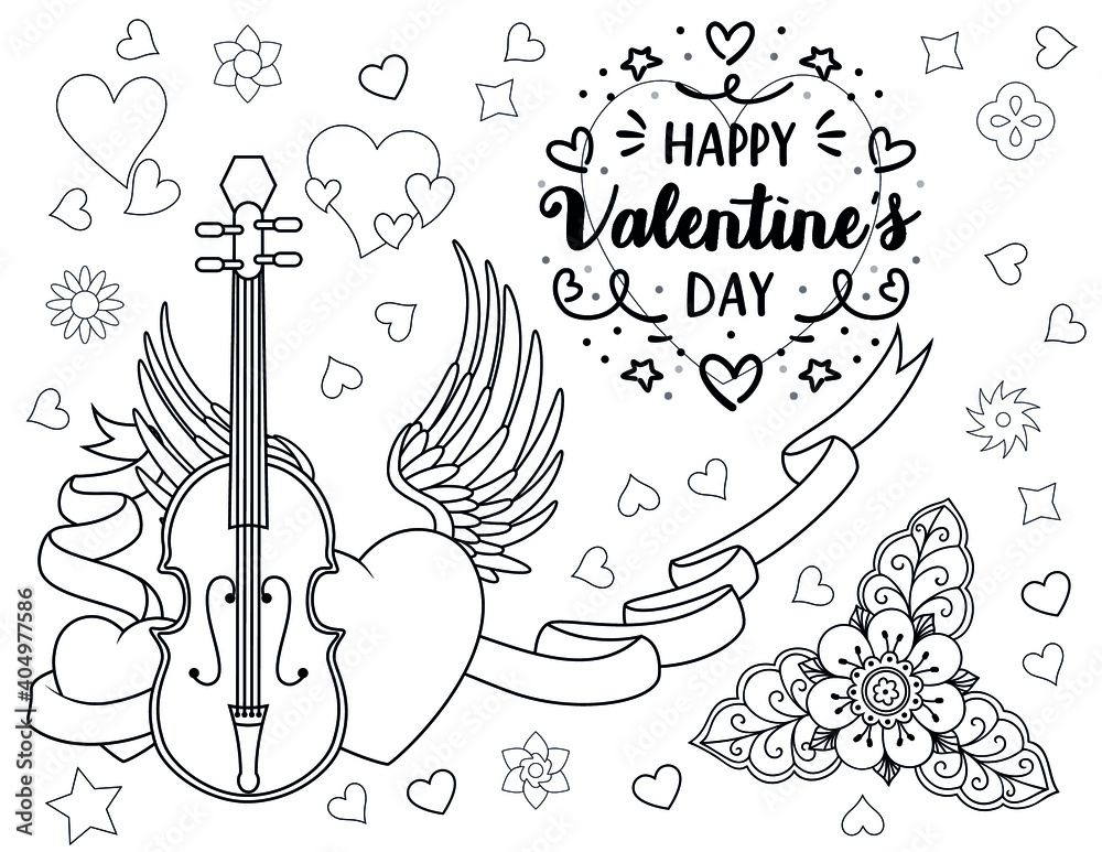 Valentines Day Coloring Book - Coloring book page for Valentine's Day ...