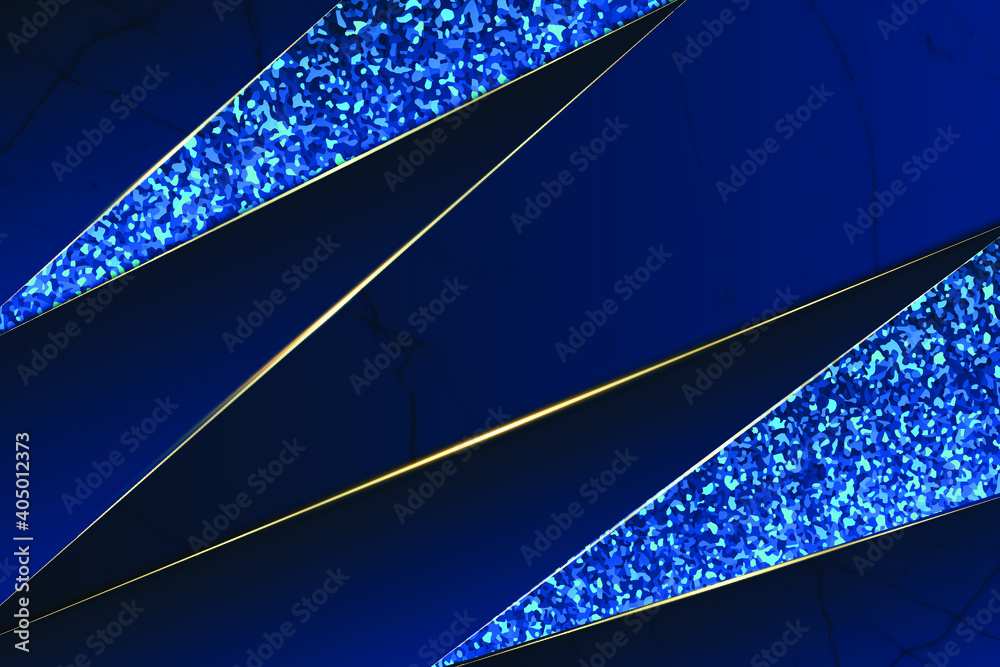 Luxury navy blue background with glowing golden lines. Abstract overlap ...